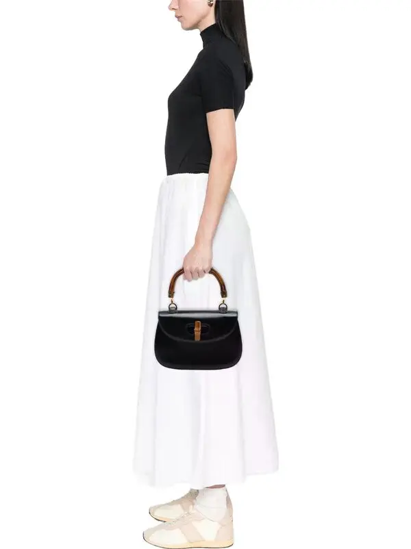 Gucci 20th Century Calfskin Bamboo Top Handle Bag - Black