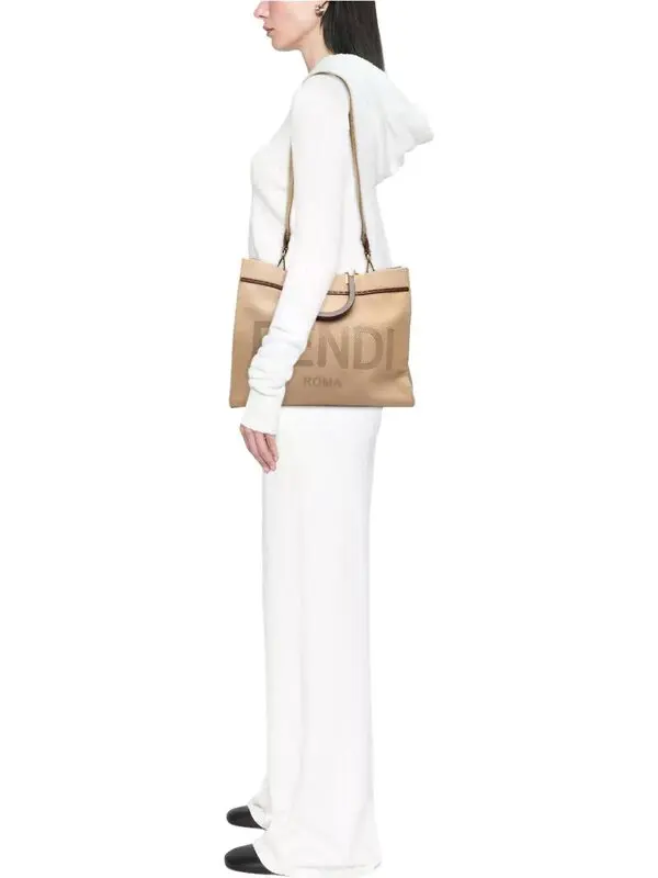 Fendi 2010-2026 Medium Canvas Sunshine Shopper Tote Satchel - Brown