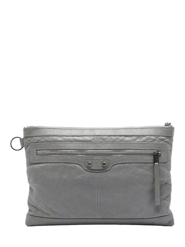 Balenciaga Lambskin Leather Clutch Bag - Grey
