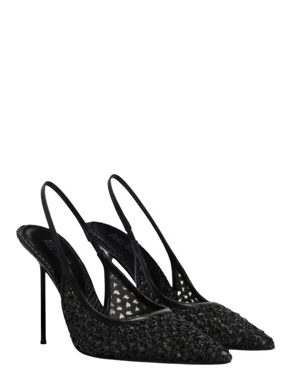 Paris Texas Lidia Woven Slingback Stilettos - Black