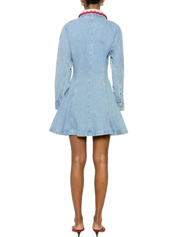 Stine Goya Crochet-collar Button-up Mini Dress - Blue
