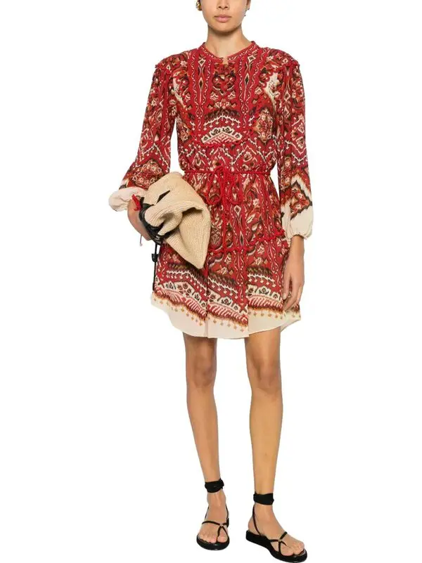 Farm Rio Geometric Pattern Mini Dress - Red