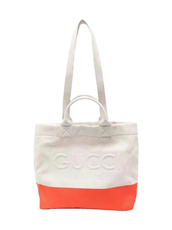 Gucci Logo-embossed Canvas Tote Bag - Neutrals