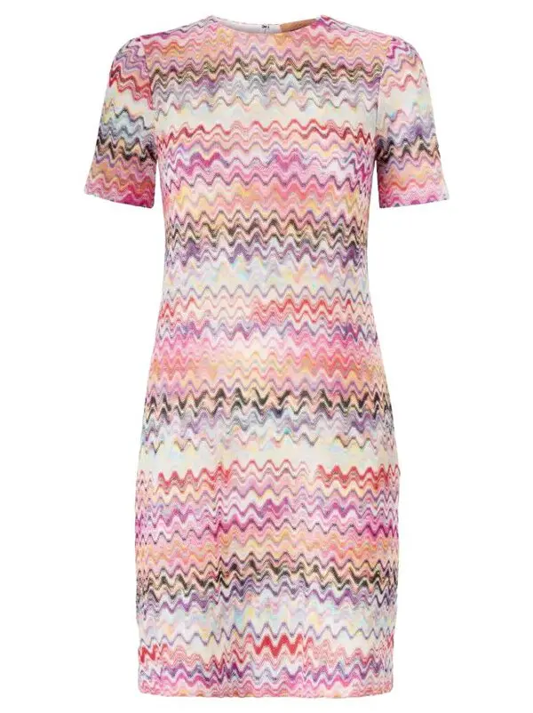 Missoni Short Sleeve Zigzag Knit Dress - Multicolour