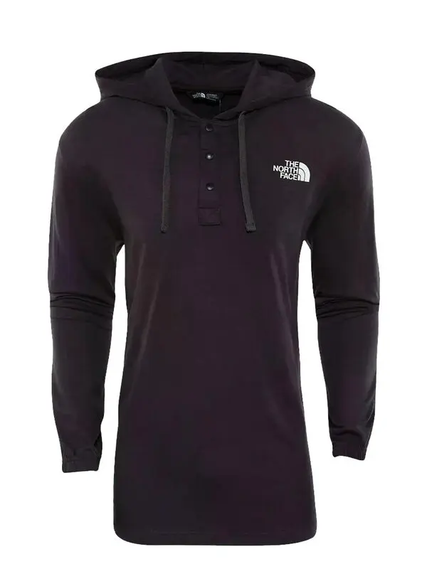 The North Face Logo Print Snap-button Hoodie - Black