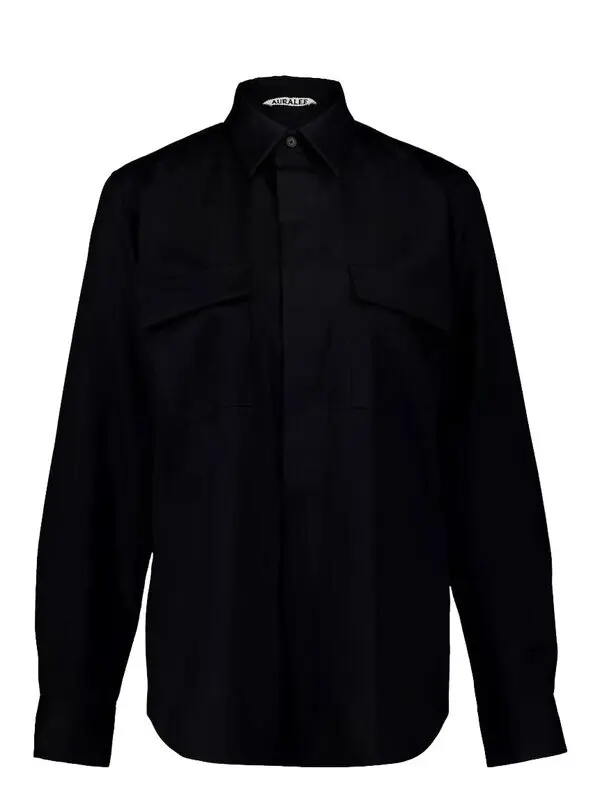 Auralee Flap-pocket Wool Shirt - Black