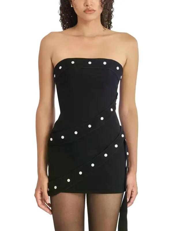 STOLEN STORES Strapless Button-embellished Mini Dress - Black