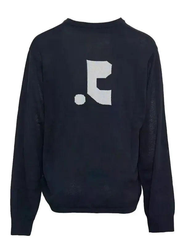 REST & RECREATION Layered Logo-print Fine Knit Sweater - Blue