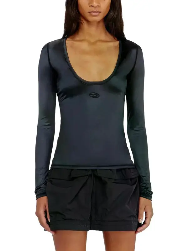 DIESEL® T-elphin-ls Oval D Scoop-neck Top - Grey