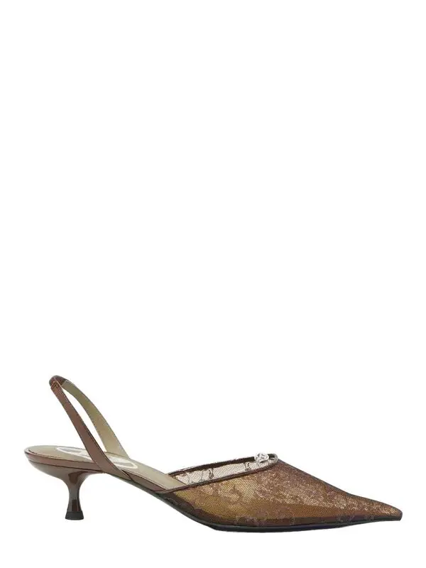 DIESEL® D-ten&half Slingback Pumps In Lace And Leather - Brown