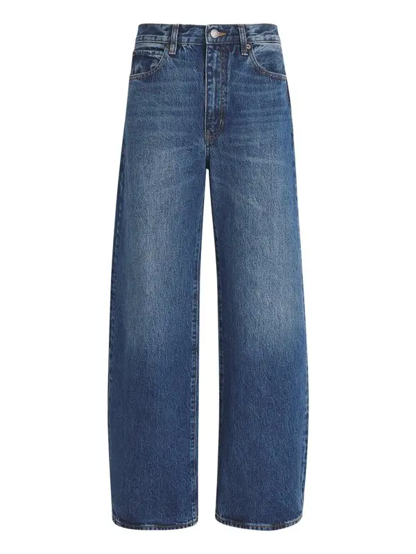 FRAME The Bow High-rise Barrel-leg Jeans - Blue