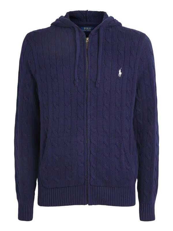 Polo Ralph Lauren Cotton Cable-knit Zip-up Hoodie - Blue
