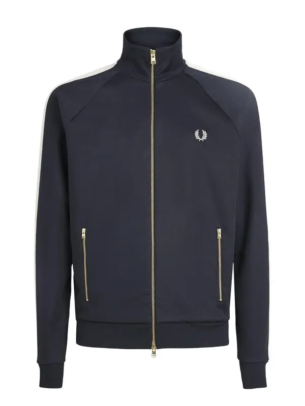 Fred Perry Embroidered Taped Track Jacket - Navy