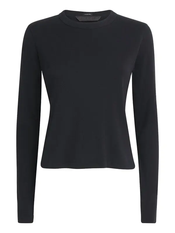 MOTHER Cotton Itty Bitty Long Sleeve T-shirt - Black
