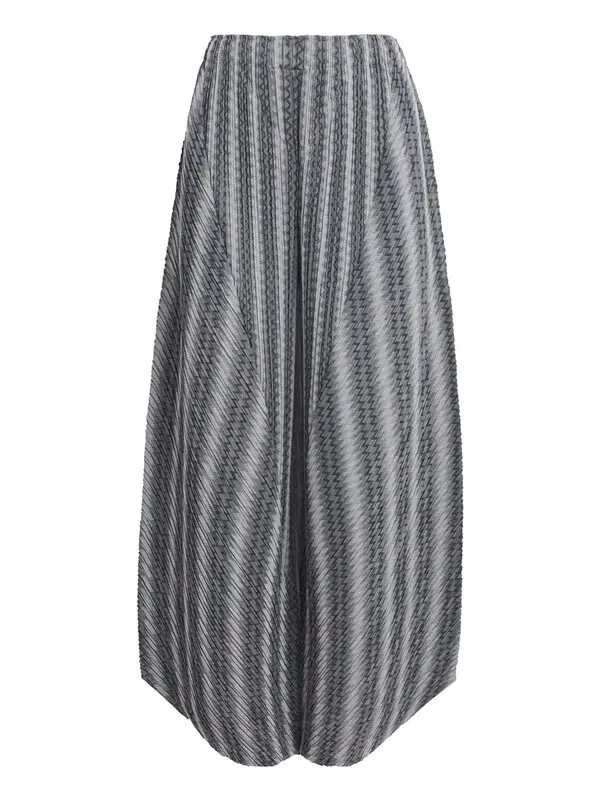 Issey Miyake Cotton-blend Zigzag Pleated Wide-leg Trousers - Grey