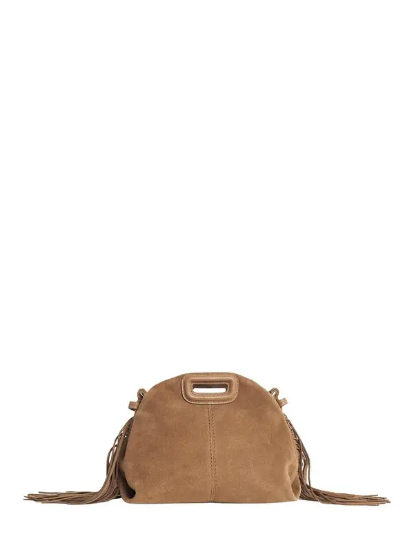 Maje Mini Suede Shoulder Bag With Fringe Detail - Brown