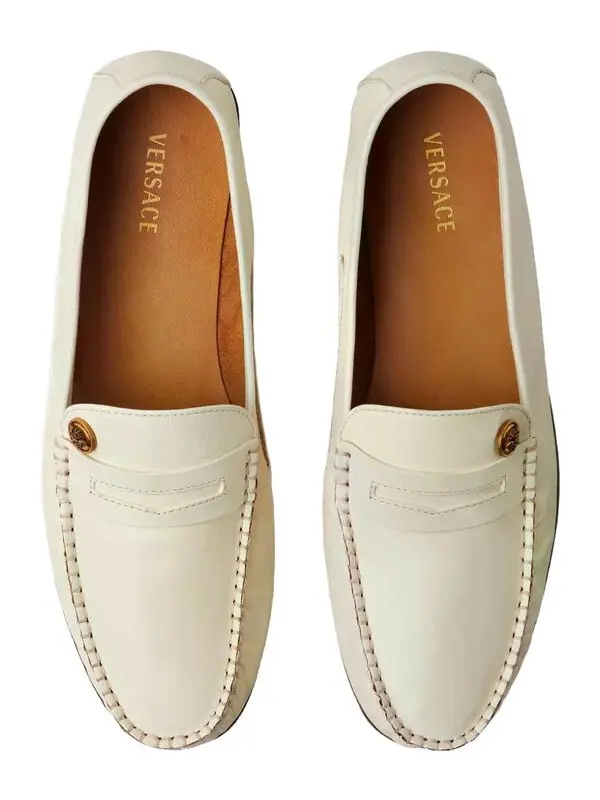 Versace Guanto Leather Loafers - Neutrals
