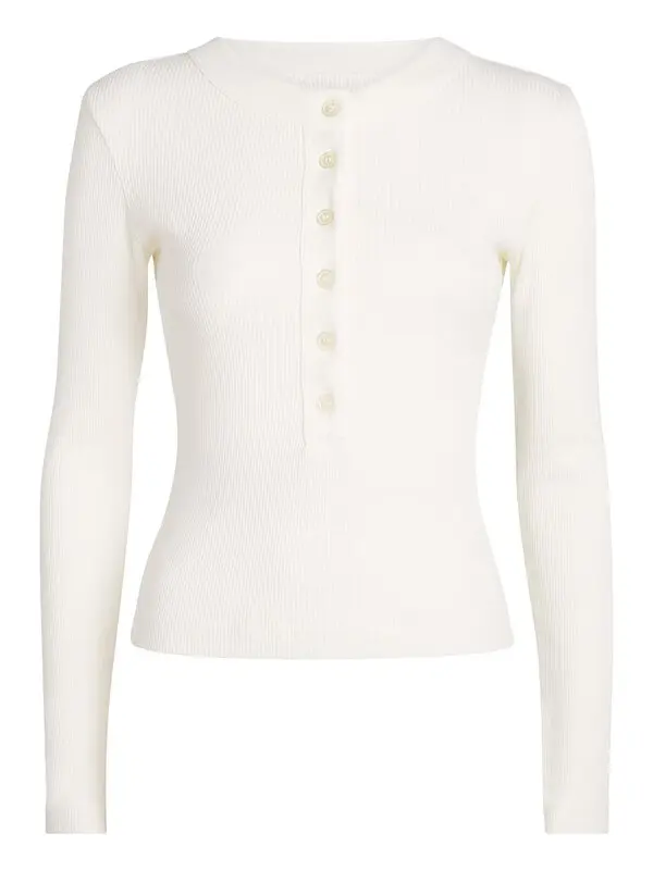 Citizens Of Humanity Varra Ribbed Henley T-shirt - Ivory