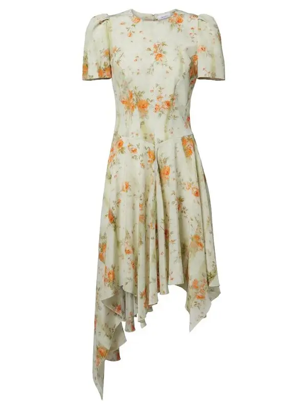 Alexander McQueen Floral Asymmetric Midi Dress - Multicoloured