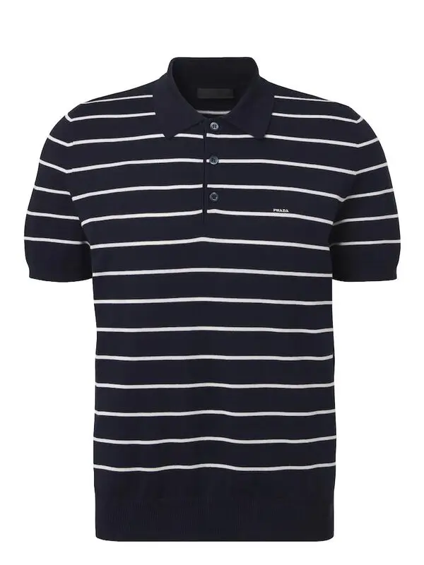 Prada Striped Cotton Polo Shirt - Blue