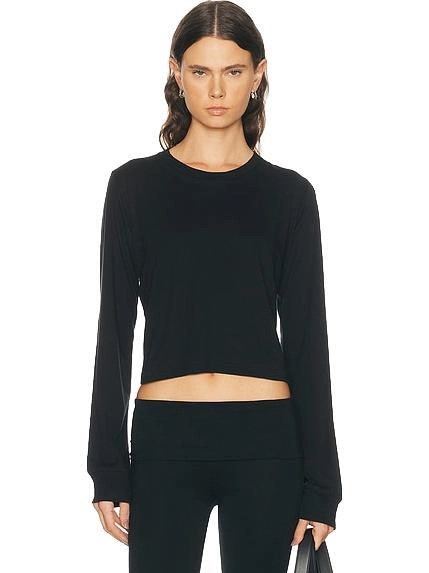 Eterne Long Sleeve Boxy Tee - Black