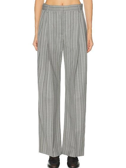 Stella McCartney Stripe Tailoring Straight Trouser - Grey Melange