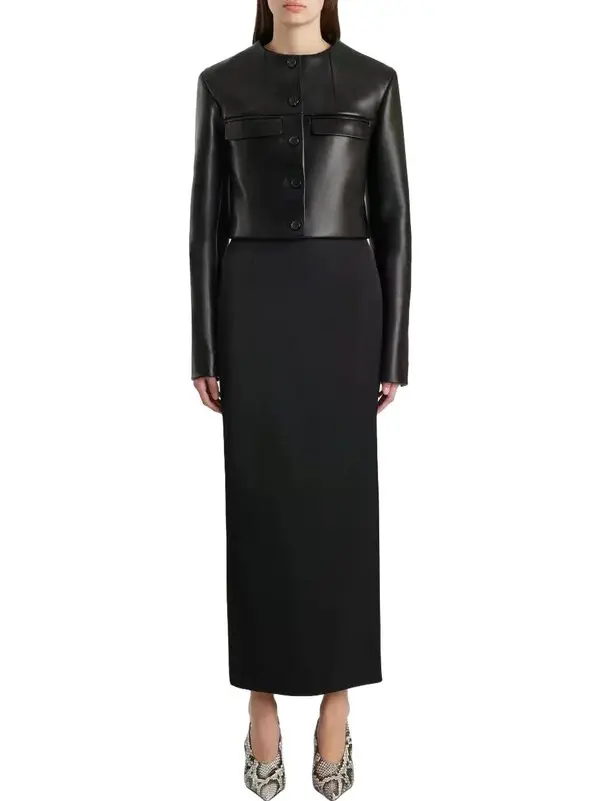 Khaite Cropped Leather Jacket - Black