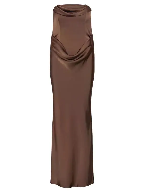ROTATE BY BIRGER CHRISTENSEN Corset Strapless Maxi Dress - Brown