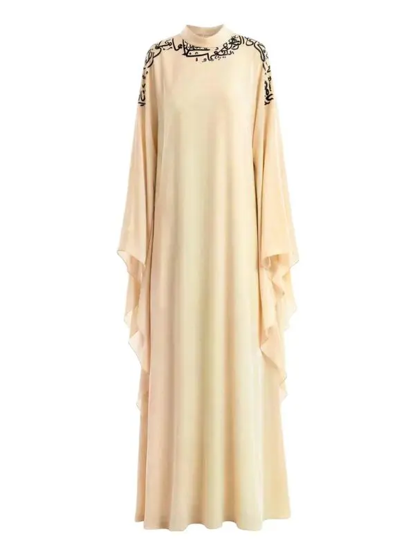 GEMY MAALOUF Embroidered Sleeve Kaftan - Neutrals