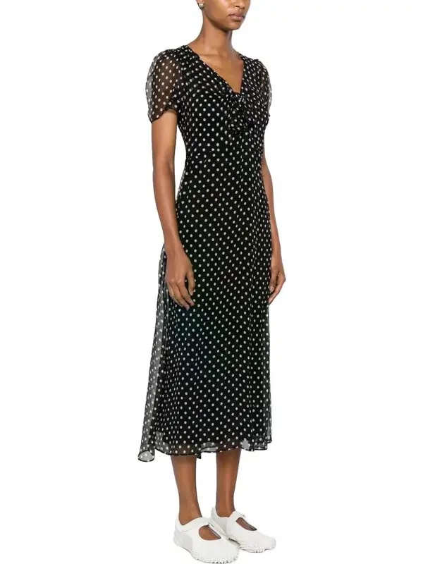 N°21 Polka Dot Silk Midi Dress - Black