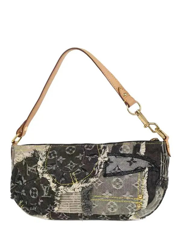 LOUIS VUITTON Monogram Denim Patchwork Handbag - Grey