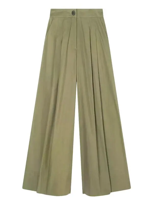 Armani Exchange Pleated Wide-leg Palazzo Pants - Green