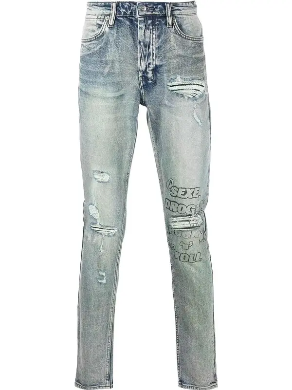 Ksubi Slim-fit Distressed Denim Jeans - Blue