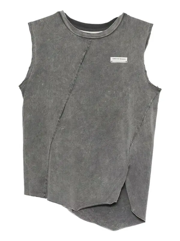 SONG FOR THE MUTE Asymmetric Acid-wash Tank Top - Grey