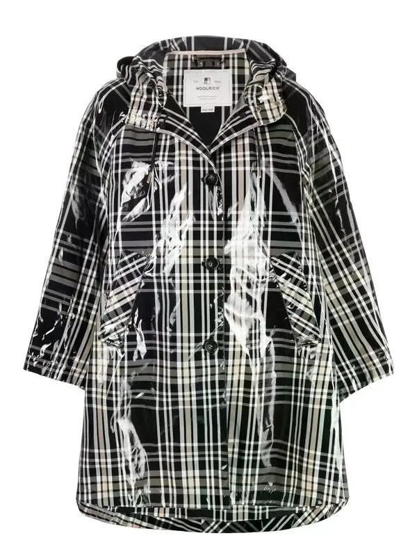 Woolrich Hunting Check Print Raincoat - Black