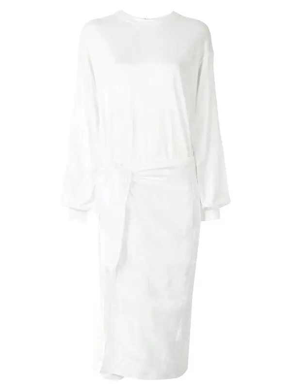 Y’s Front Tie Long-sleeved Dress - White