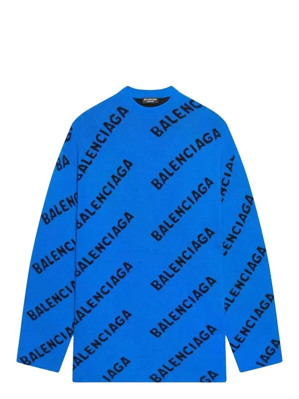 Balenciaga All-over Logo Jumper - Blue