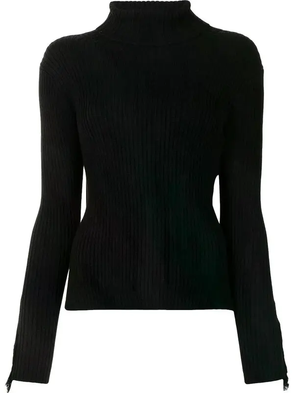 Y’s Roll Neck Knitted Jumper - Black