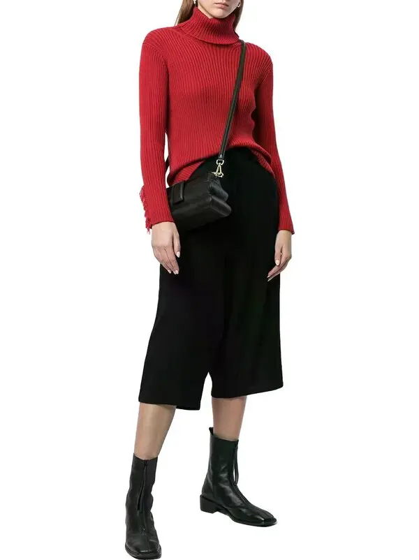 Y’s Fringed Ribbed Jumper - Red