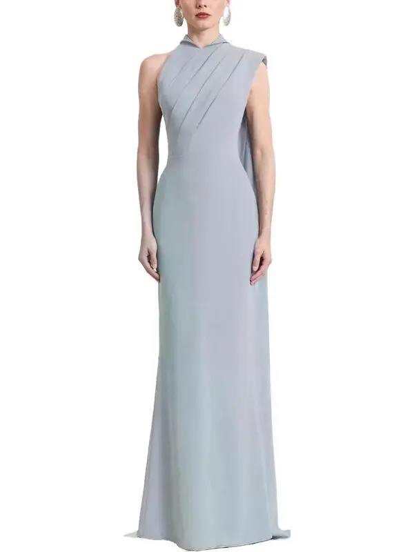 GEMY MAALOUF Padded-shoulder Cape Dress - Blue