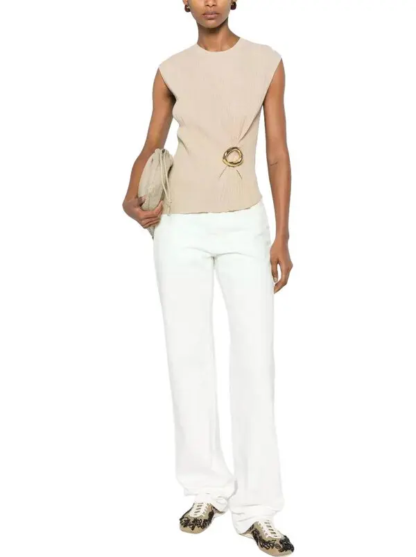 JOSEPH Pleated Ring-detail Sleeveless Top - Neutrals
