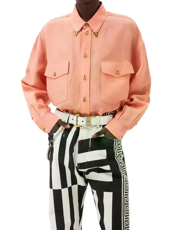 Versace Linen Relaxed Shirt - Pink
