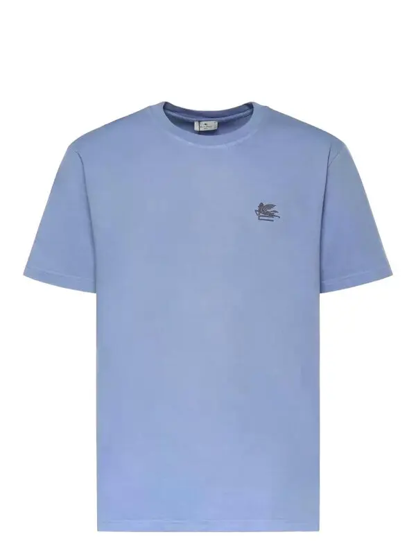Etro Pegaso-embroidered Graphic-print T-shirt - Blue