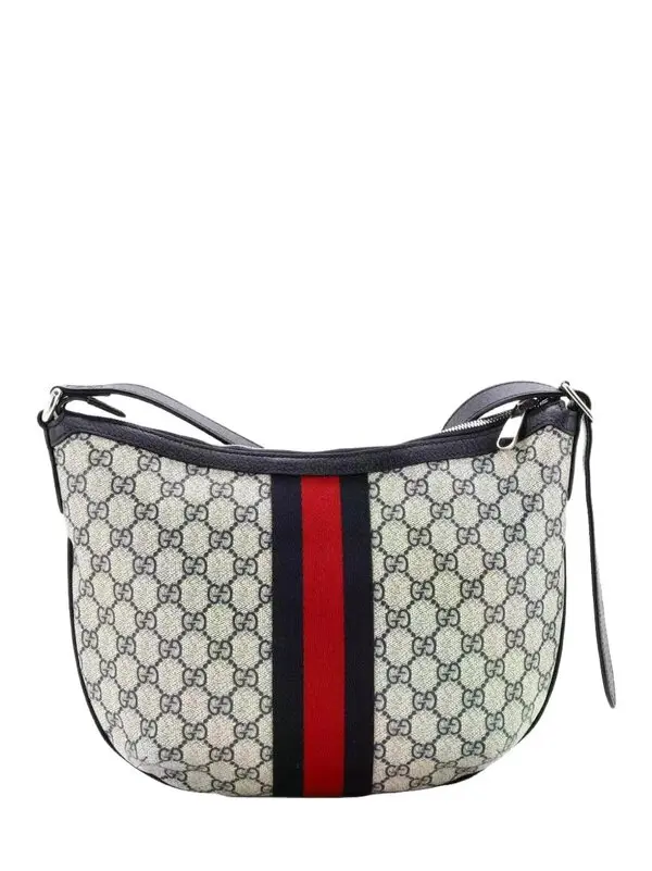 Gucci Ophidia Half Moon Hobo Gg Coated Canvas Small Crossbody Bag - Blue