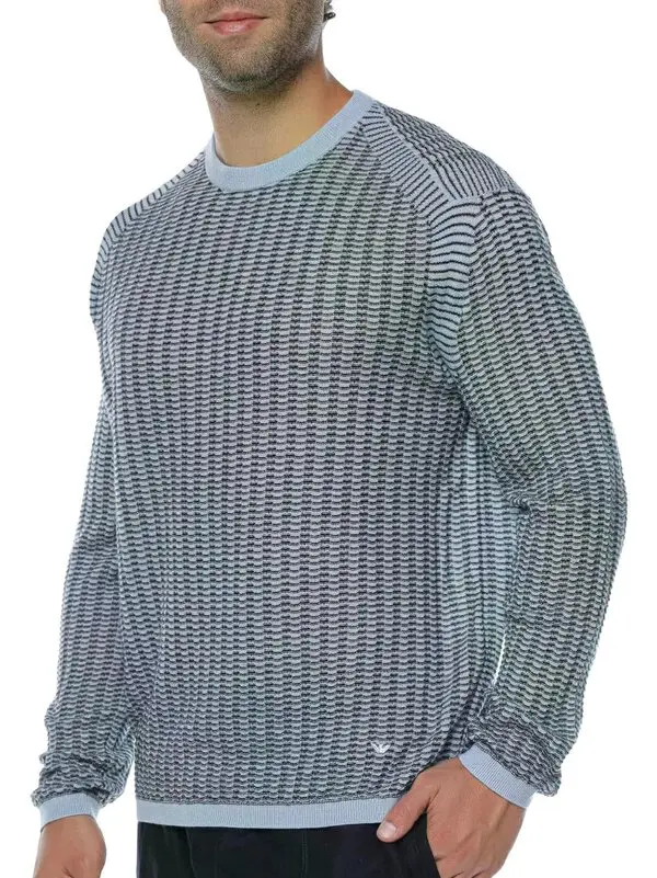Emporio Armani Textured Knit Raglan Sleeve Sweater - Blue