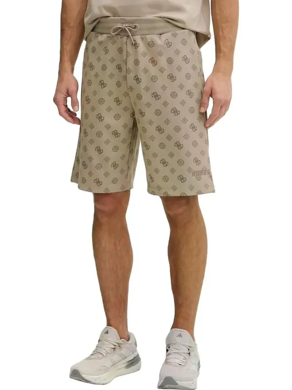 Guess Monogram Print Drawstring Shorts - Neutrals