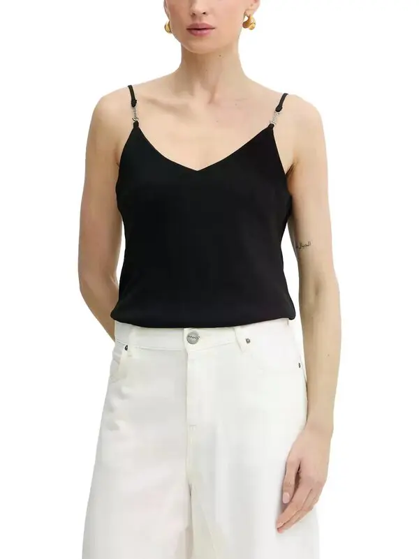 Guess Logo Lettering V-neck Tank Top - Black