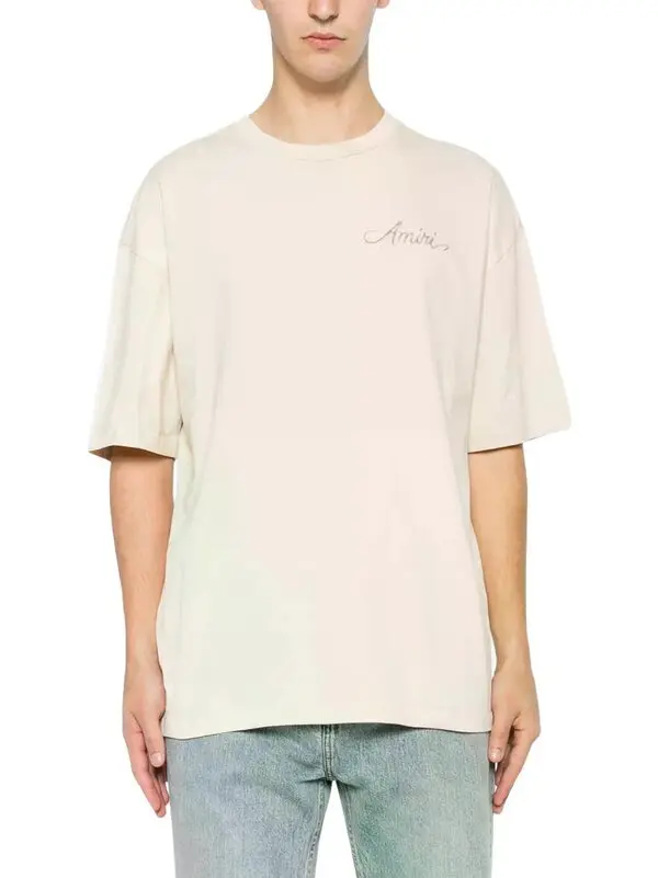 Amiri Logo-embroidered Bandana-patch T-shirt - Neutrals