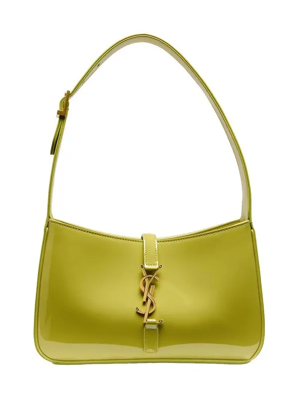 Saint Laurent Le 5 À 7 Patent Leather Shoulder Bag - Lime