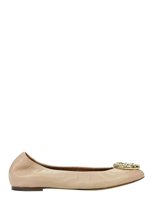 LANVIN Leather Ring-detail Ballet Flats - Neutrals